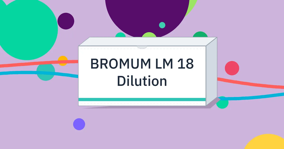 Symbolbild: Packung mit der Aufschrift BROMUM LM 18 Dilution (PZN 02600974) – Verfügbarkeit und Bezug in Apotheken in Frankfurt am Main