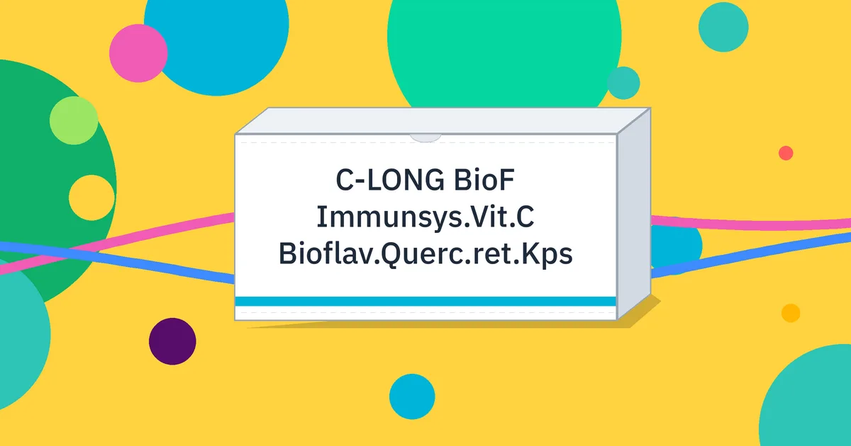 Symbolbild: Packung mit der Aufschrift C-LONG BioF Immunsys.Vit.C Bioflav.Querc.ret.Kps (PZN 20388934) – Verfügbarkeit und Bezug in Apotheken in Frankfurt am Main