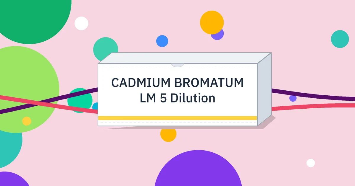 Symbolbild: Packung mit der Aufschrift CADMIUM BROMATUM LM 5 Dilution (PZN 12797765) – Verfügbarkeit und Bezug in Apotheken in Frankfurt am Main