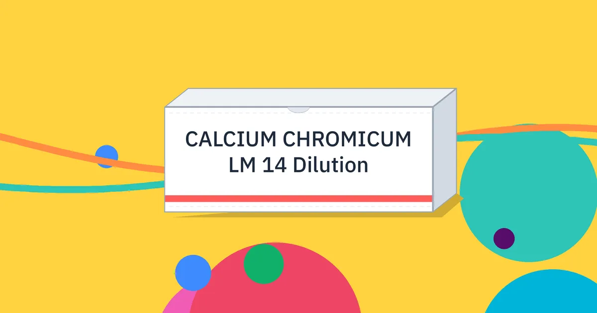Symbolbild: Packung mit der Aufschrift CALCIUM CHROMICUM LM 14 Dilution (PZN 13408346) – Verfügbarkeit und Bezug in Apotheken in Frankfurt am Main