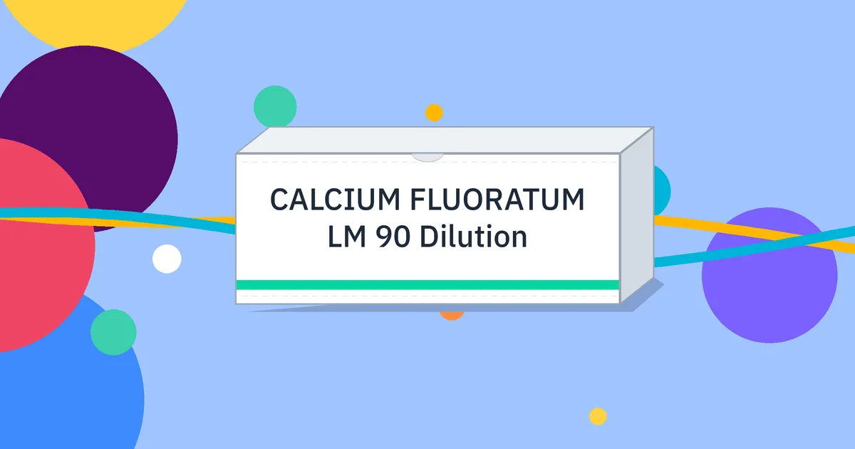 Symbolbild: Packung mit der Aufschrift CALCIUM FLUORATUM LM 90 Dilution (PZN 12804608) – Verfügbarkeit und Bezug in Apotheken in Frankfurt am Main