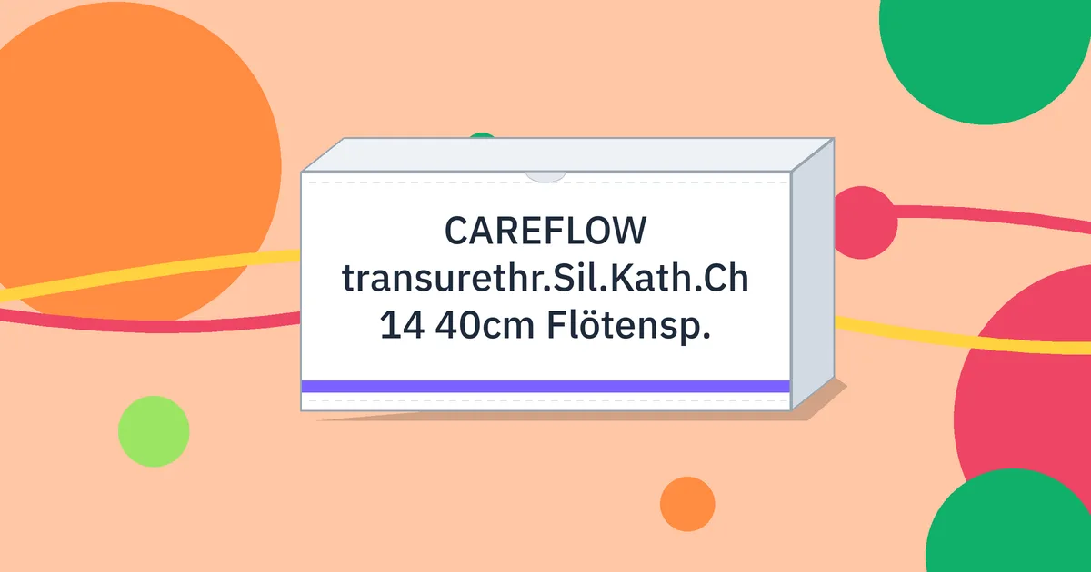 Symbolbild: Packung mit der Aufschrift CAREFLOW transurethr.Sil.Kath.Ch 14 40cm Flötensp. (PZN 17933753) – Verfügbarkeit und Bezug in Apotheken in Frankfurt am Main
