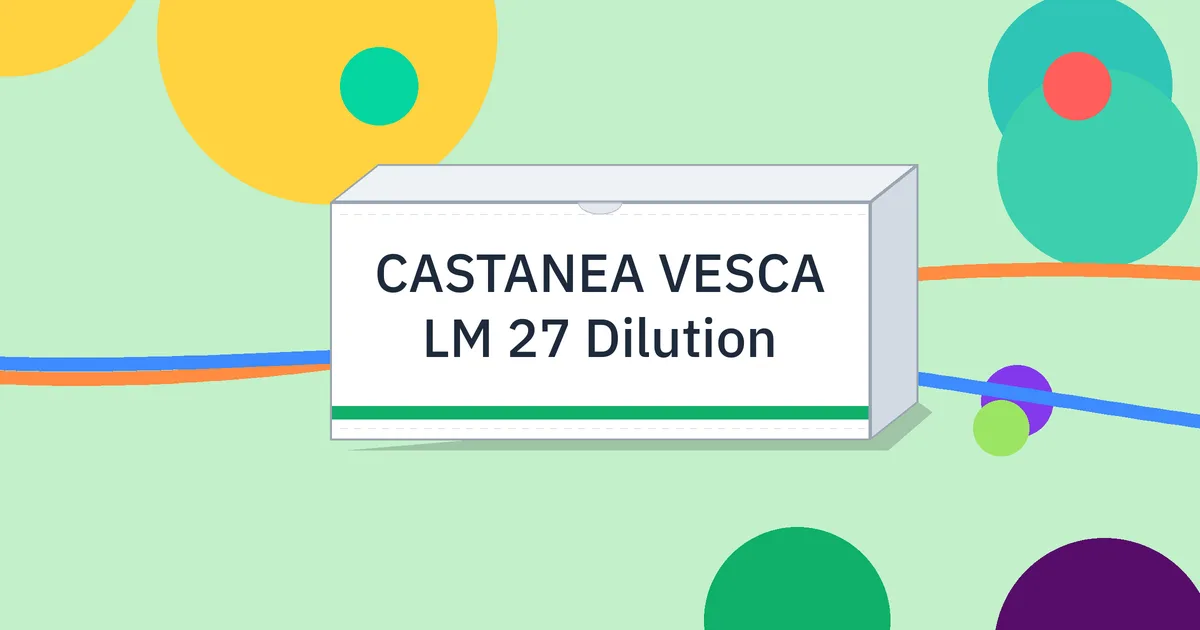 Symbolbild: Packung mit der Aufschrift CASTANEA VESCA LM 27 Dilution (PZN 13434473) – Verfügbarkeit und Bezug in Apotheken in Frankfurt am Main