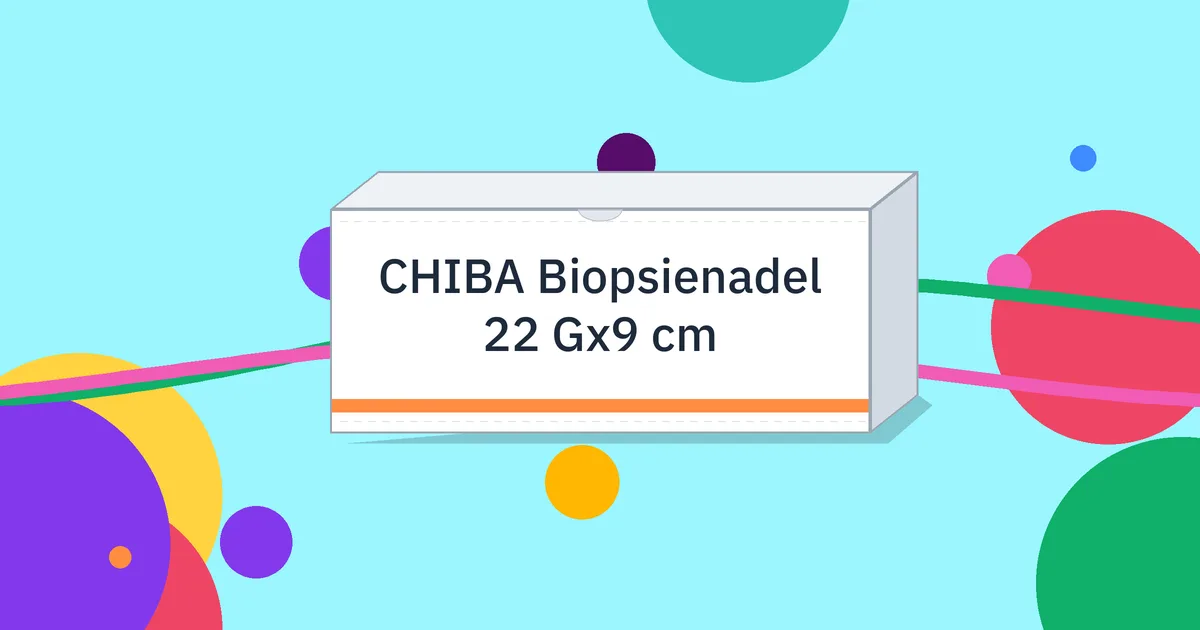 Symbolbild: Packung mit der Aufschrift CHIBA Biopsienadel 22 Gx9 cm (PZN 00292988) – Verfügbarkeit und Bezug in Apotheken in Frankfurt am Main