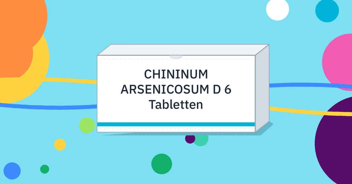 Symbolbild: Packung mit der Aufschrift CHININUM ARSENICOSUM D 6 Tabletten (PZN 02117456) – Verfügbarkeit und Bezug in Apotheken in Frankfurt am Main