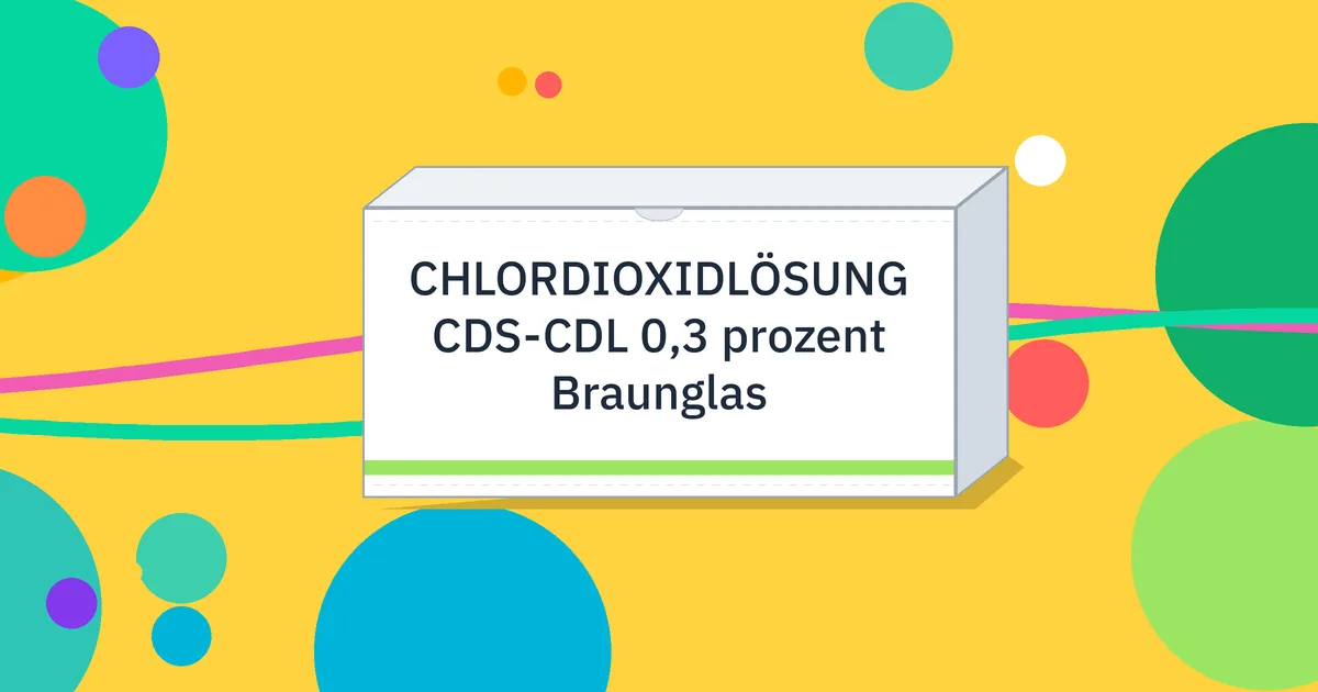 Symbolbild: Packung mit der Aufschrift CHLORDIOXIDLÖSUNG CDS-CDL 0,3 prozent Braunglas (PZN 13725584) – Verfügbarkeit und Bezug in Apotheken in Frankfurt am Main