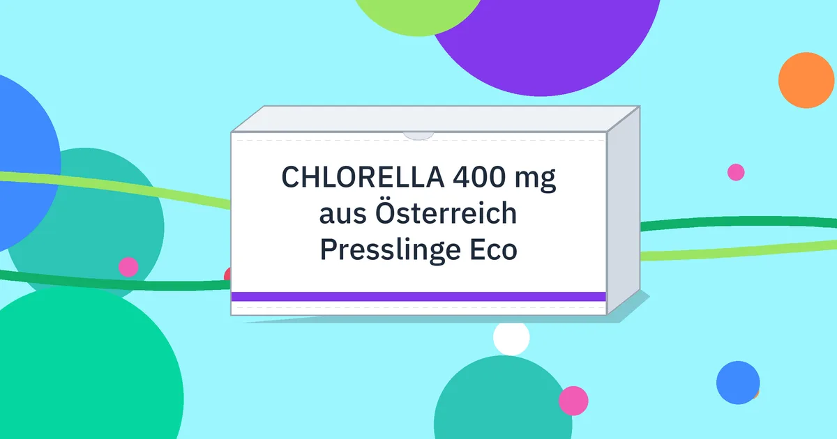 Symbolbild: Packung mit der Aufschrift CHLORELLA 400 mg aus Österreich Presslinge Eco (PZN 18135462) – Verfügbarkeit und Bezug in Apotheken in Frankfurt am Main