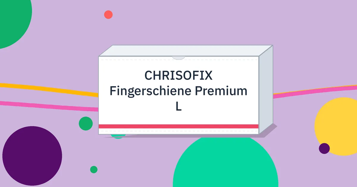 Symbolbild: Packung mit der Aufschrift CHRISOFIX Fingerschiene Premium L (PZN 18172813) – Verfügbarkeit und Bezug in Apotheken in Frankfurt am Main