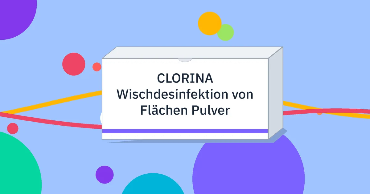Symbolbild: Packung mit der Aufschrift CLORINA Wischdesinfektion von Flächen Pulver (PZN 16358301) – Verfügbarkeit und Bezug in Apotheken in Frankfurt am Main