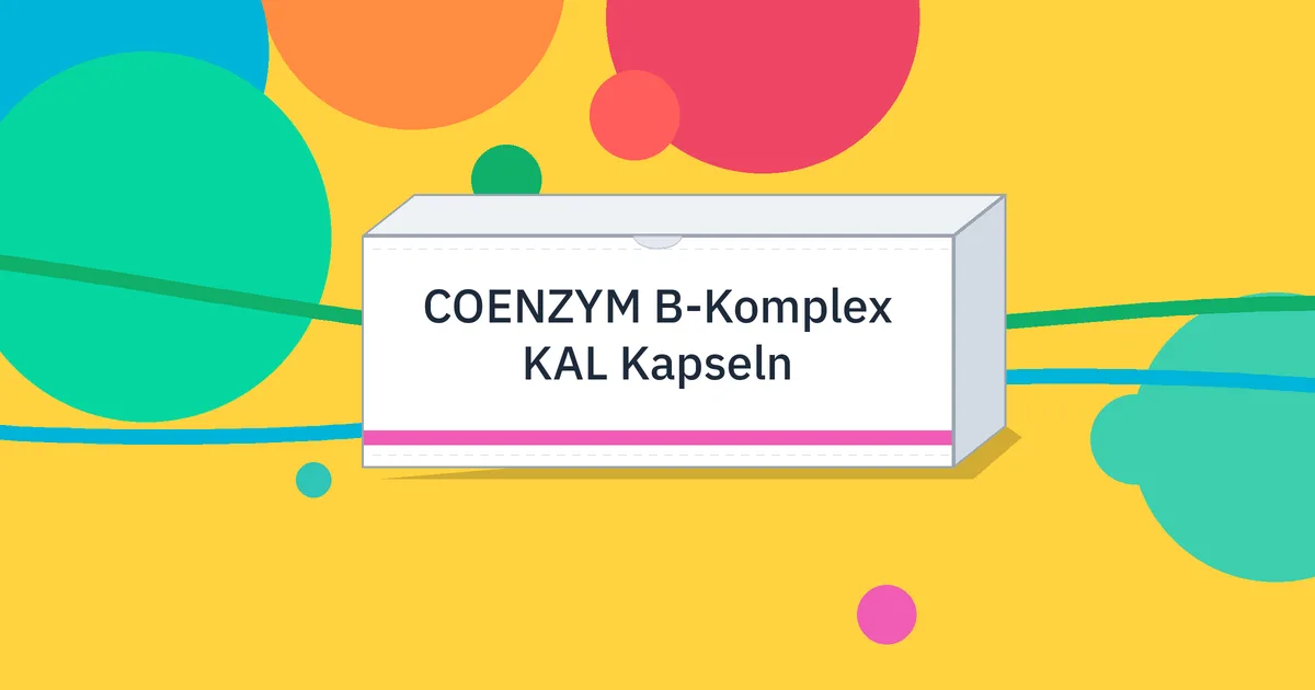 Symbolbild: Packung mit der Aufschrift COENZYM B-Komplex KAL Kapseln (PZN 15880225) – Verfügbarkeit und Bezug in Apotheken in Frankfurt am Main