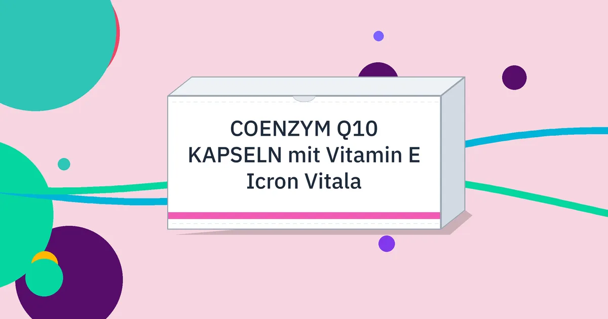 Symbolbild: Packung mit der Aufschrift COENZYM Q10 KAPSELN mit Vitamin E Icron Vitala (PZN 01582228) – Verfügbarkeit und Bezug in Apotheken in Frankfurt am Main