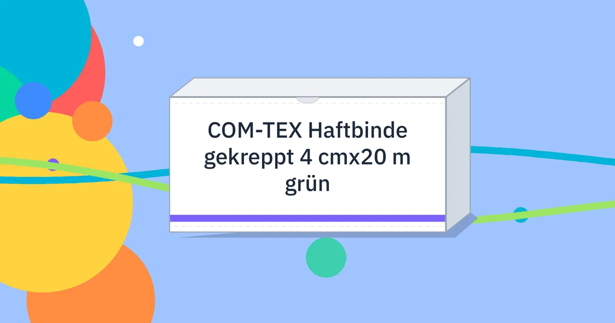 Symbolbild: Packung mit der Aufschrift COM-TEX Haftbinde gekreppt 4 cmx20 m grün (PZN 18469708) – Verfügbarkeit und Bezug in Apotheken in Frankfurt am Main