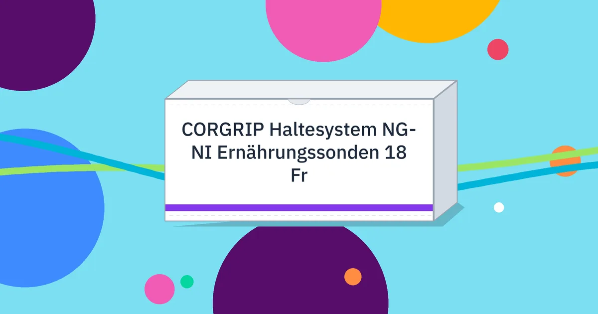 Symbolbild: Packung mit der Aufschrift CORGRIP Haltesystem NG-NI Ernährungssonden 18 Fr (PZN 17579151) – Verfügbarkeit und Bezug in Apotheken in Frankfurt am Main