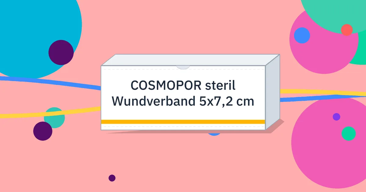Symbolbild: Packung mit der Aufschrift COSMOPOR steril Wundverband 5x7,2 cm (PZN 04721073) – Verfügbarkeit und Bezug in Apotheken in Frankfurt am Main