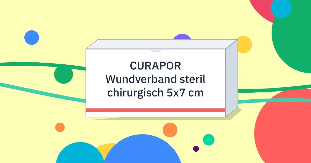 Symbolbild: Packung mit der Aufschrift CURAPOR Wundverband steril chirurgisch 5x7 cm (PZN 12586005) – Verfügbarkeit und Bezug in Apotheken in Frankfurt am Main