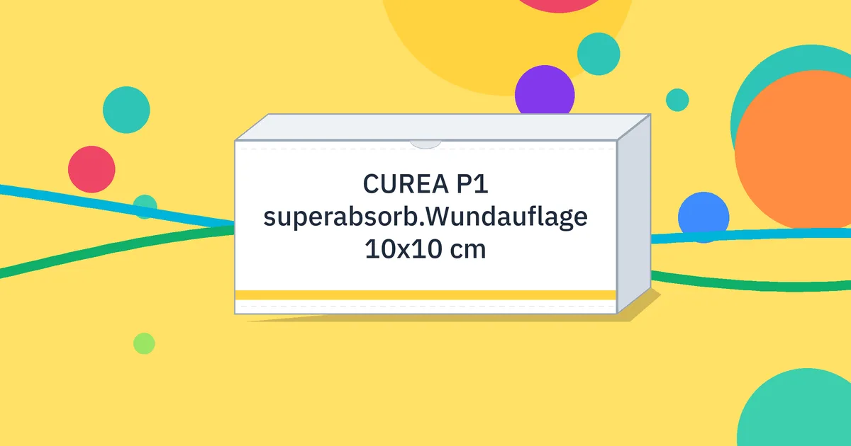 Symbolbild: Packung mit der Aufschrift CUREA P1 superabsorb.Wundauflage 10x10 cm (PZN 06563282) – Verfügbarkeit und Bezug in Apotheken in Frankfurt am Main