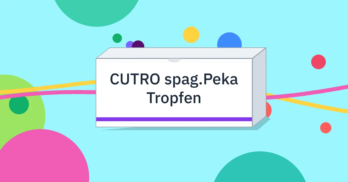 Symbolbild: Packung mit der Aufschrift CUTRO spag.Peka Tropfen (PZN 02953299) – Verfügbarkeit und Bezug in Apotheken in Frankfurt am Main