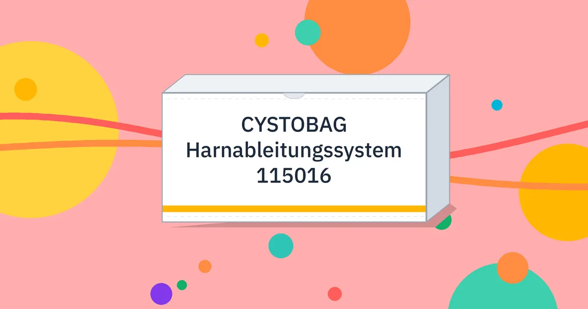 Symbolbild: Packung mit der Aufschrift CYSTOBAG Harnableitungssystem 115016 (PZN 07007956) – Verfügbarkeit und Bezug in Apotheken in Frankfurt am Main