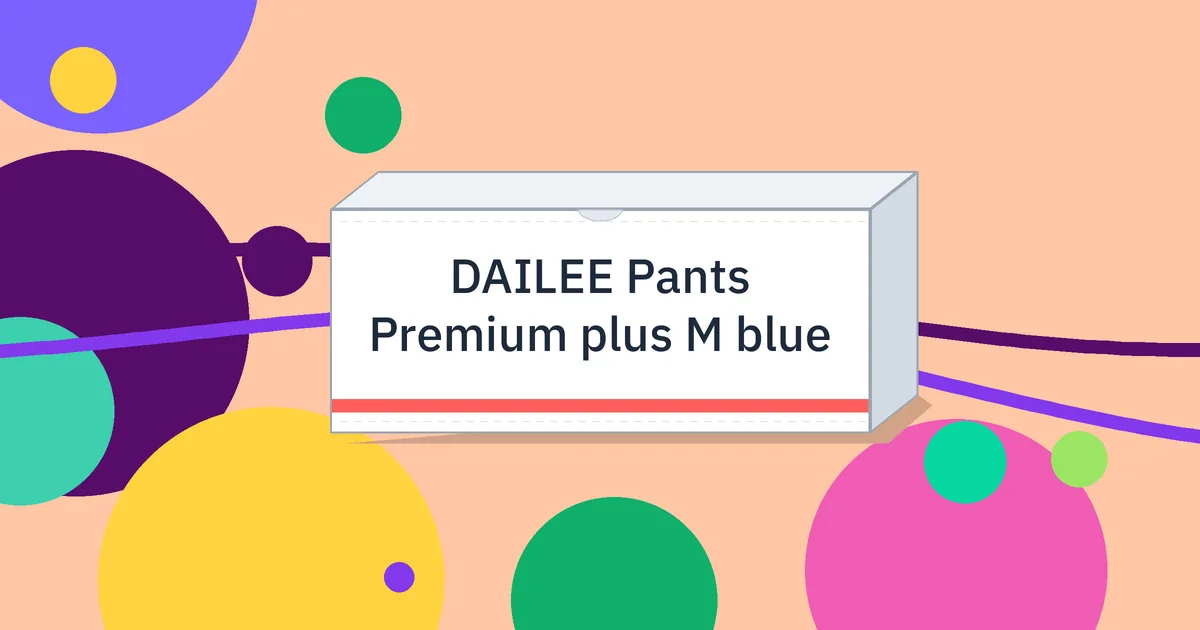 Symbolbild: Packung mit der Aufschrift DAILEE Pants Premium plus M blue (PZN 19984281) – Verfügbarkeit und Bezug in Apotheken in Frankfurt am Main