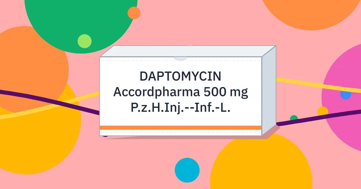 Symbolbild: Packung mit der Aufschrift DAPTOMYCIN Accordpharma 500 mg P.z.H.Inj.--Inf.-L. (PZN 18364731) – Verfügbarkeit und Bezug in Apotheken in Frankfurt am Main