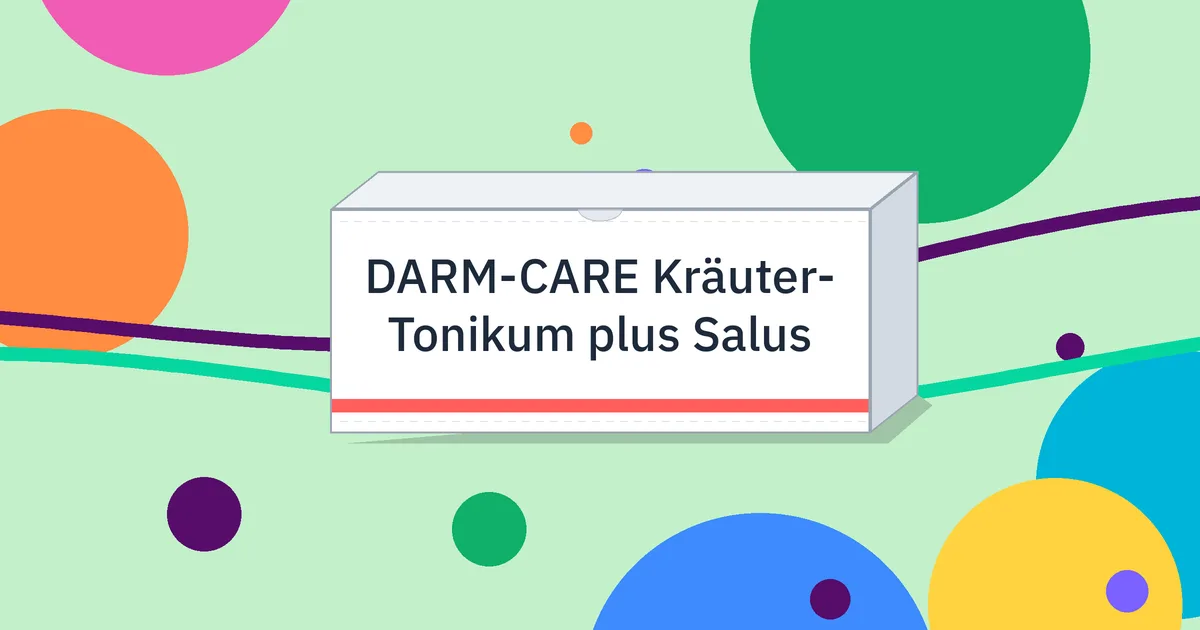 Symbolbild: Packung mit der Aufschrift DARM-CARE Kräuter-Tonikum plus Salus (PZN 03406748) – Verfügbarkeit und Bezug in Apotheken in Frankfurt am Main