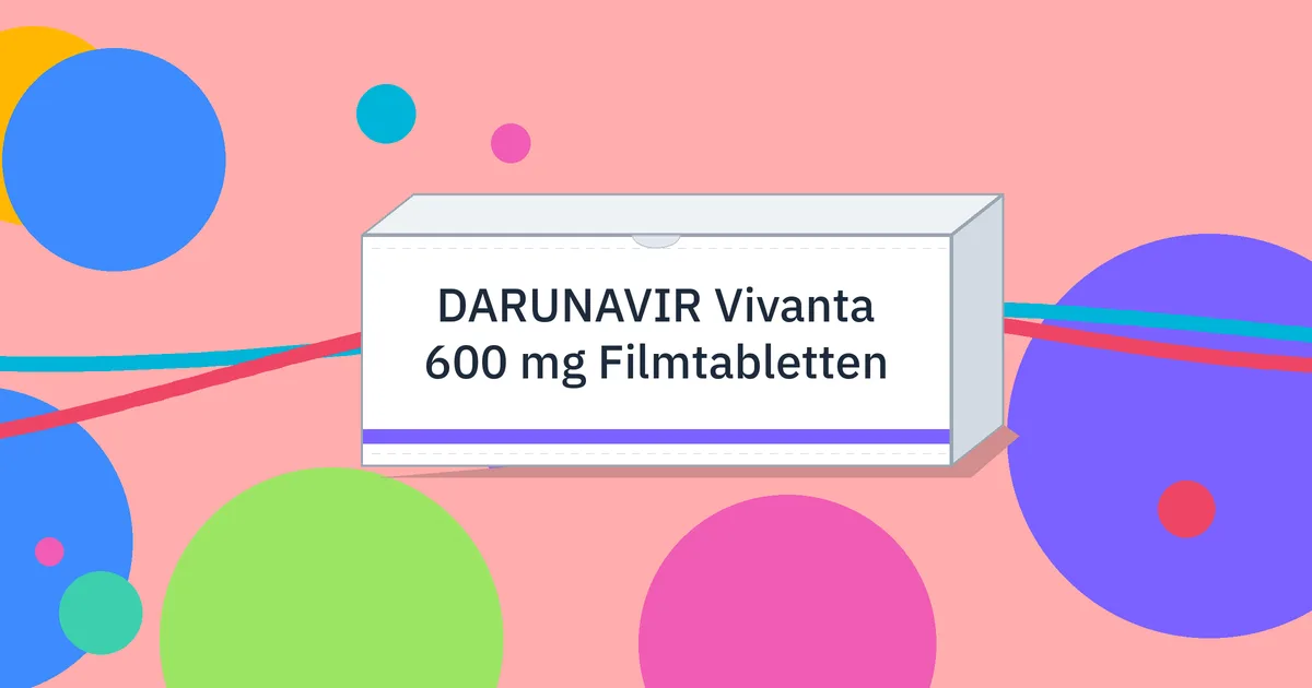 Symbolbild: Packung mit der Aufschrift DARUNAVIR Vivanta 600 mg Filmtabletten (PZN 18491613) – Verfügbarkeit und Bezug in Apotheken in Frankfurt am Main