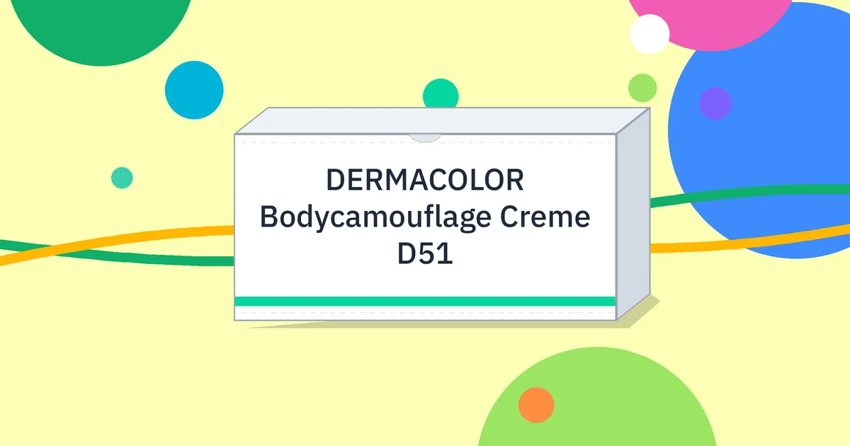 Symbolbild: Packung mit der Aufschrift DERMACOLOR Bodycamouflage Creme D51 (PZN 15818315) – Verfügbarkeit und Bezug in Apotheken in Frankfurt am Main