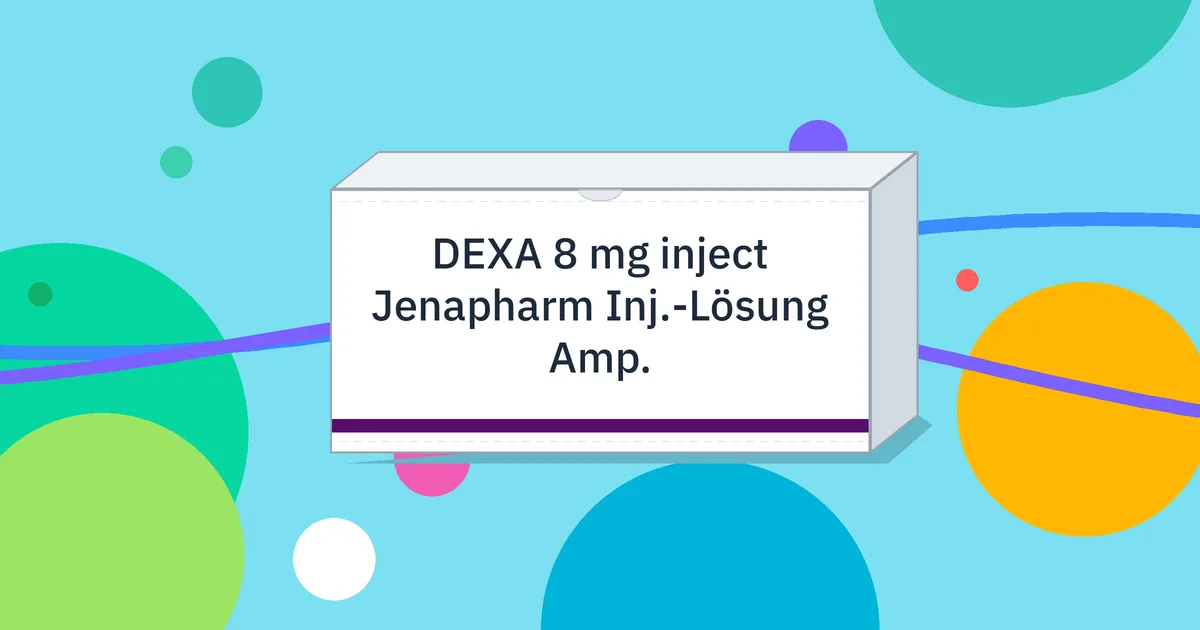 Symbolbild: Packung mit der Aufschrift DEXA 8 mg inject Jenapharm Inj.-Lösung Amp. (PZN 08704404) – Verfügbarkeit und Bezug in Apotheken in Frankfurt am Main