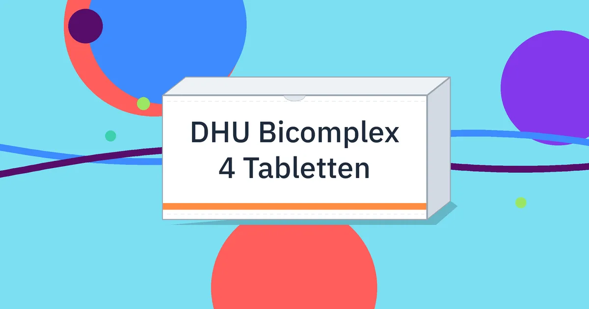 Symbolbild: Packung mit der Aufschrift DHU Bicomplex 4 Tabletten (PZN 16742962) – Verfügbarkeit und Bezug in Apotheken in Frankfurt am Main