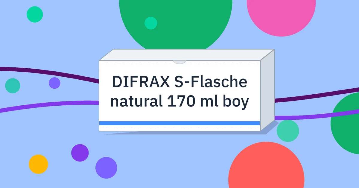 Symbolbild: Packung mit der Aufschrift DIFRAX S-Flasche natural 170 ml boy (PZN 12517889) – Verfügbarkeit und Bezug in Apotheken in Frankfurt am Main