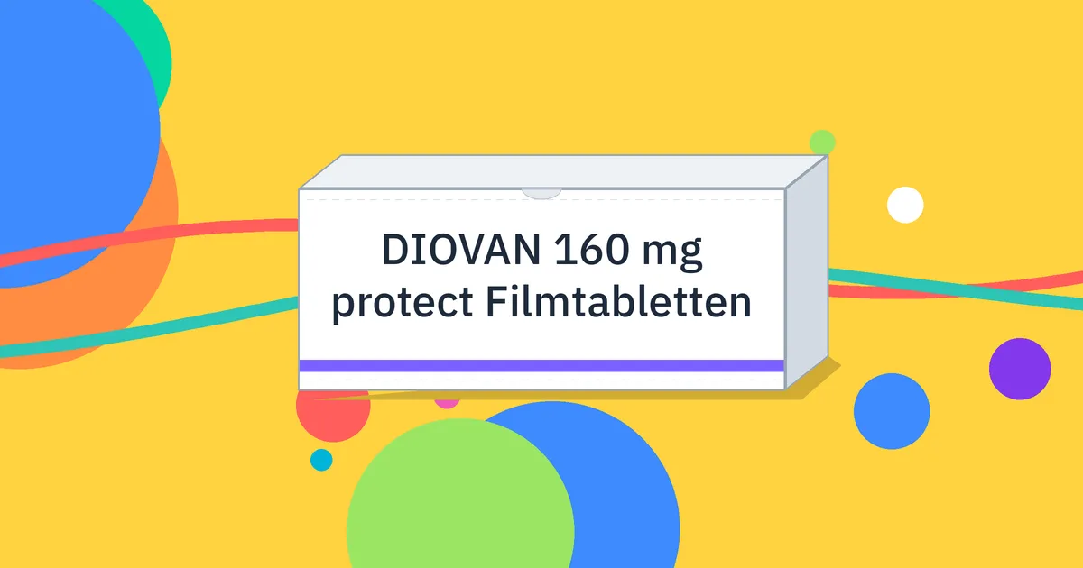 Symbolbild: Packung mit der Aufschrift DIOVAN 160 mg protect Filmtabletten (PZN 19709416) – Verfügbarkeit und Bezug in Apotheken in Frankfurt am Main