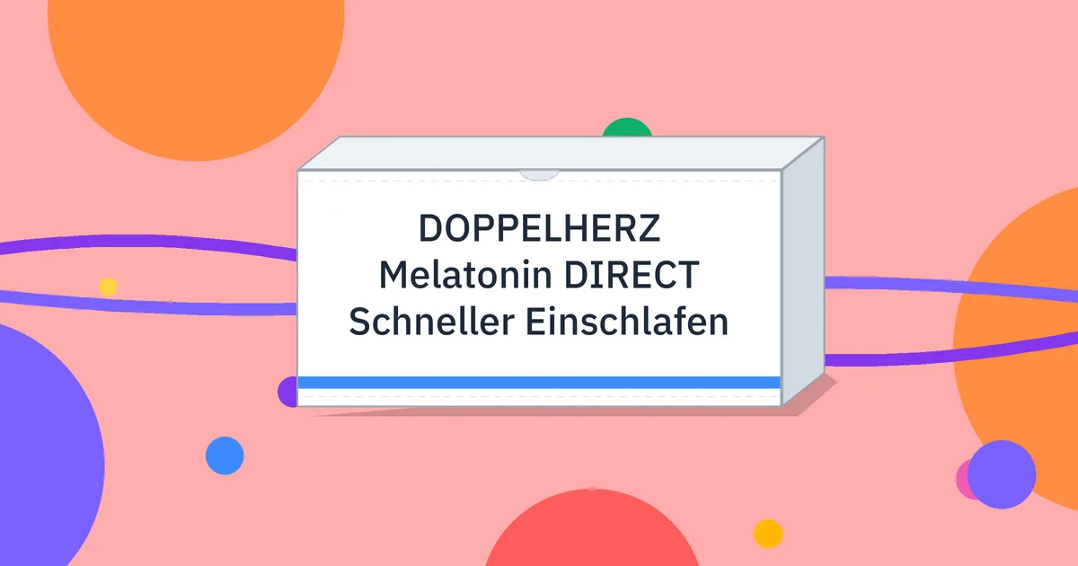 Symbolbild: Packung mit der Aufschrift DOPPELHERZ Melatonin DIRECT Schneller Einschlafen (PZN 17825710) – Verfügbarkeit und Bezug in Apotheken in Frankfurt am Main