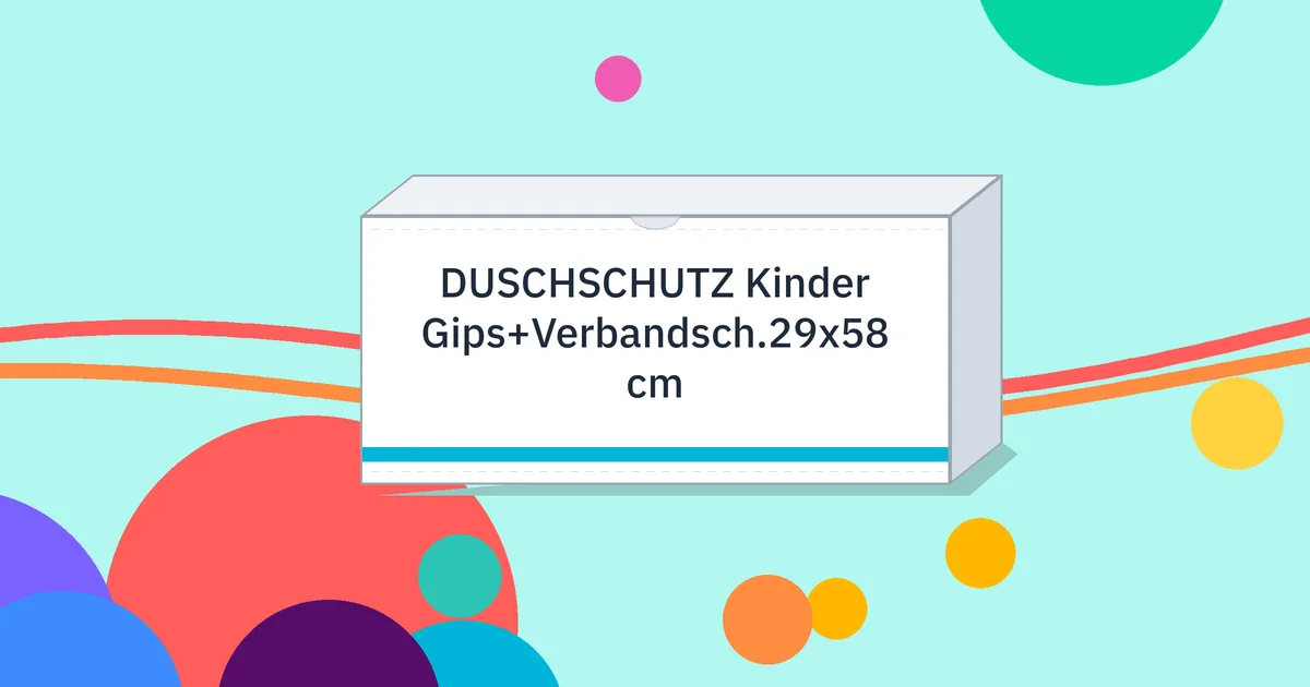 Symbolbild: Packung mit der Aufschrift DUSCHSCHUTZ Kinder Gips+Verbandsch.29x58 cm (PZN 11147634) – Verfügbarkeit und Bezug in Apotheken in Frankfurt am Main