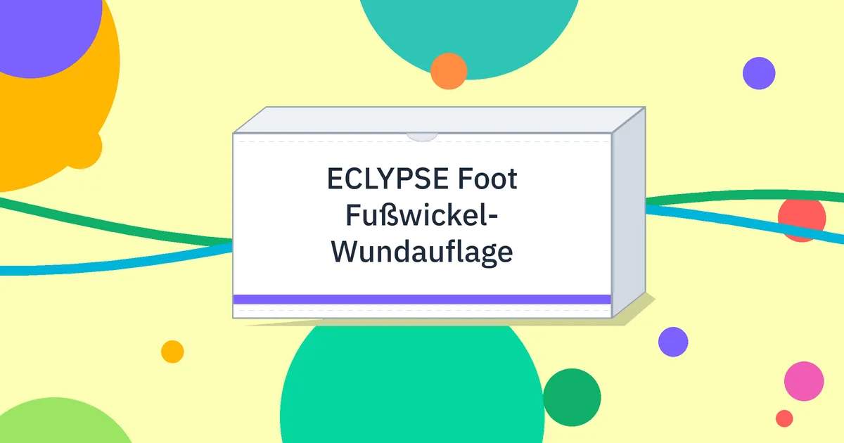 Symbolbild: Packung mit der Aufschrift ECLYPSE Foot Fußwickel-Wundauflage (PZN 14233653) – Verfügbarkeit und Bezug in Apotheken in Frankfurt am Main