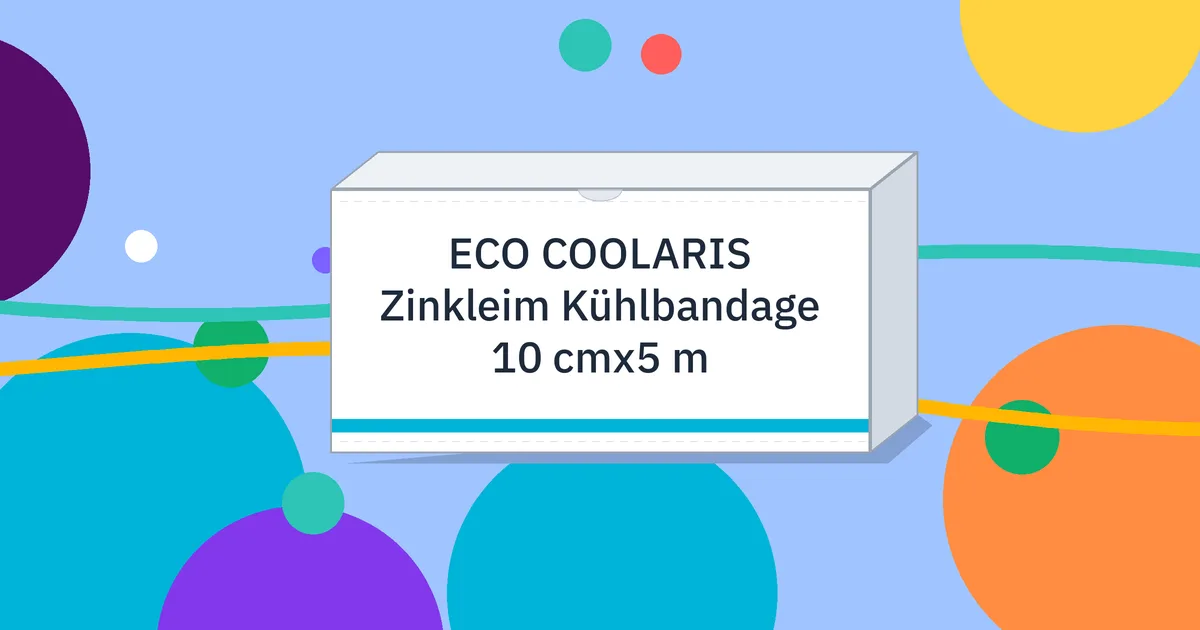 Symbolbild: Packung mit der Aufschrift ECO COOLARIS Zinkleim Kühlbandage 10 cmx5 m (PZN 10715852) – Verfügbarkeit und Bezug in Apotheken in Frankfurt am Main