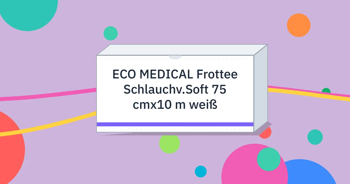 Symbolbild: Packung mit der Aufschrift ECO MEDICAL Frottee Schlauchv.Soft 75 cmx10 m weiß (PZN 00881064) – Verfügbarkeit und Bezug in Apotheken in Frankfurt am Main
