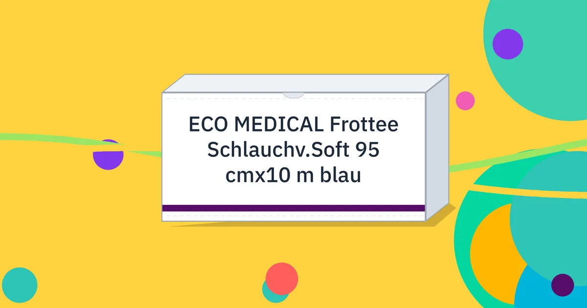 Symbolbild: Packung mit der Aufschrift ECO MEDICAL Frottee Schlauchv.Soft 95 cmx10 m blau (PZN 00881147) – Verfügbarkeit und Bezug in Apotheken in Frankfurt am Main