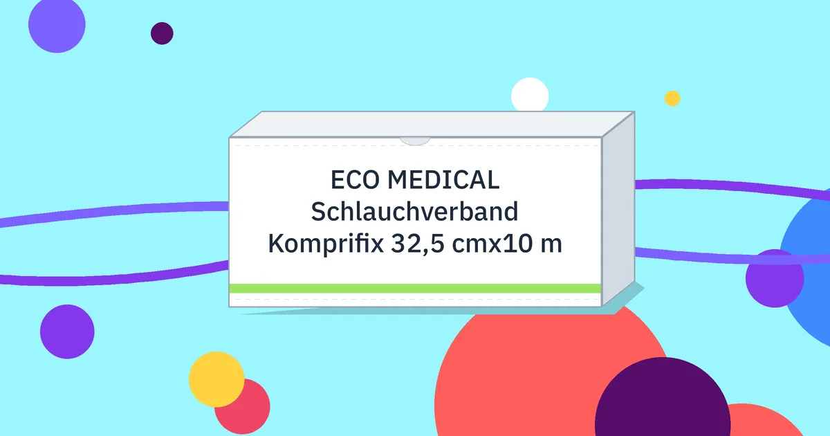 Symbolbild: Packung mit der Aufschrift ECO MEDICAL Schlauchverband Komprifix 32,5 cmx10 m (PZN 00879340) – Verfügbarkeit und Bezug in Apotheken in Frankfurt am Main