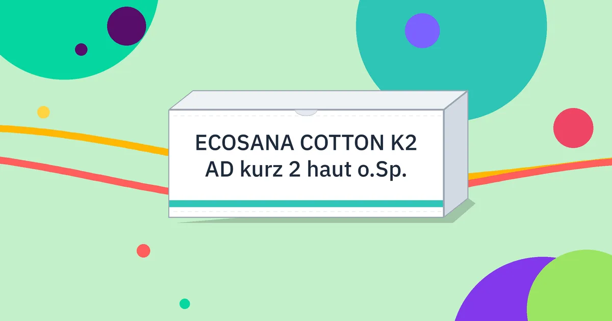 Symbolbild: Packung mit der Aufschrift ECOSANA COTTON K2 AD kurz 2 haut o.Sp. (PZN 16947463) – Verfügbarkeit und Bezug in Apotheken in Frankfurt am Main