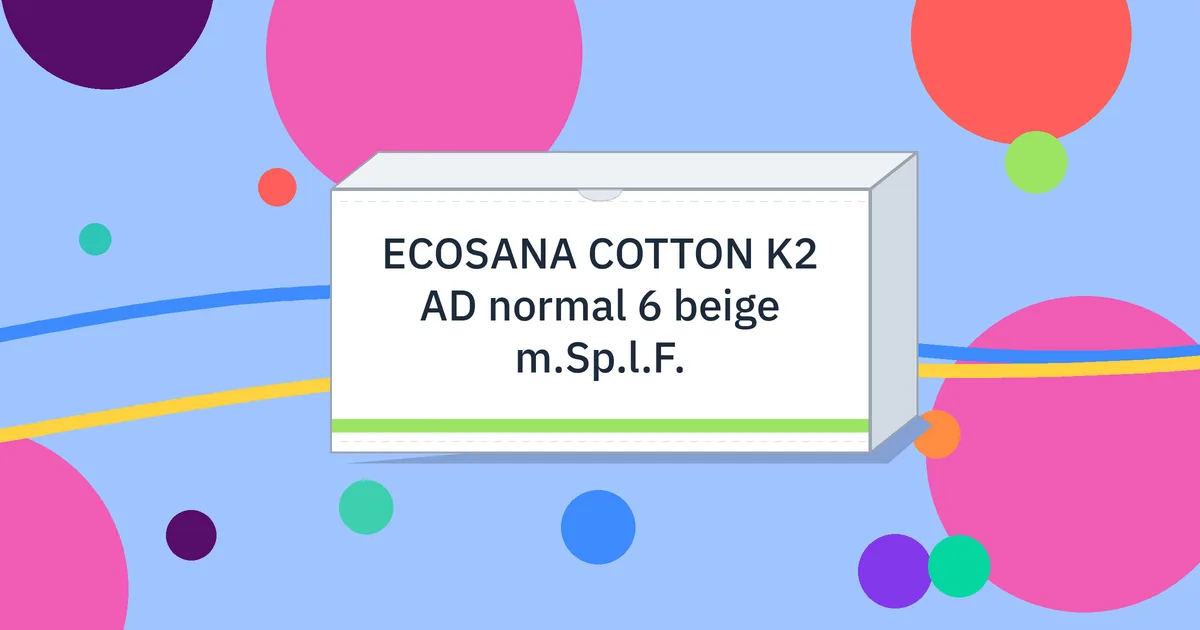 Symbolbild: Packung mit der Aufschrift ECOSANA COTTON K2 AD normal 6 beige m.Sp.l.F. (PZN 16948250) – Verfügbarkeit und Bezug in Apotheken in Frankfurt am Main