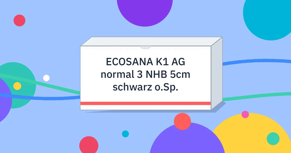 Symbolbild: Packung mit der Aufschrift ECOSANA K1 AG normal 3 NHB 5cm schwarz o.Sp. (PZN 04727147) – Verfügbarkeit und Bezug in Apotheken in Frankfurt am Main