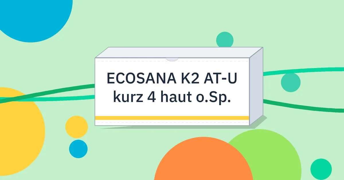 Symbolbild: Packung mit der Aufschrift ECOSANA K2 AT-U kurz 4 haut o.Sp. (PZN 01577032) – Verfügbarkeit und Bezug in Apotheken in Frankfurt am Main