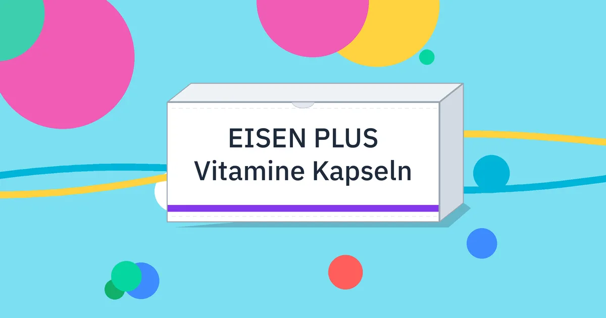 Symbolbild: Packung mit der Aufschrift EISEN PLUS Vitamine Kapseln (PZN 19099892) – Verfügbarkeit und Bezug in Apotheken in Frankfurt am Main