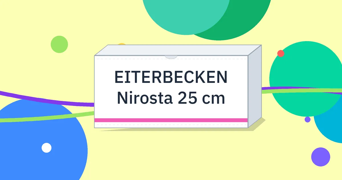 Symbolbild: Packung mit der Aufschrift EITERBECKEN Nirosta 25 cm (PZN 01962190) – Verfügbarkeit und Bezug in Apotheken in Frankfurt am Main
