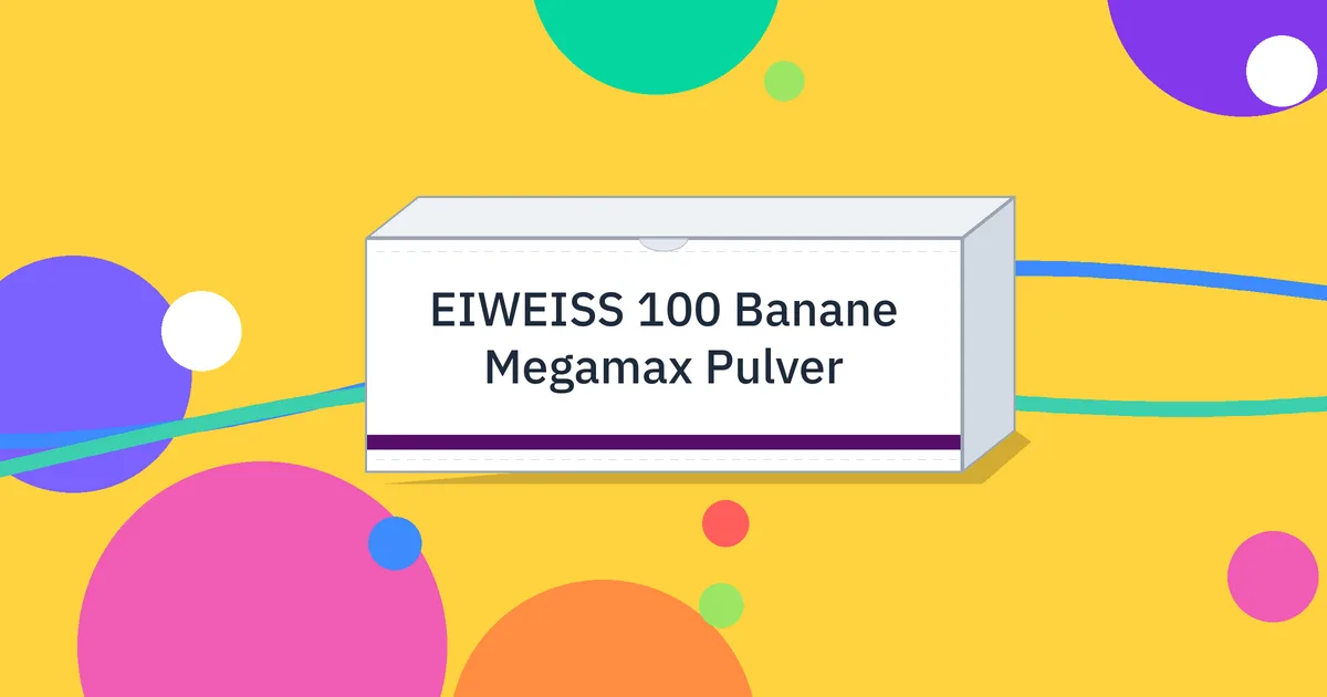Symbolbild: Packung mit der Aufschrift EIWEISS 100 Banane Megamax Pulver (PZN 07378173) – Verfügbarkeit und Bezug in Apotheken in Frankfurt am Main