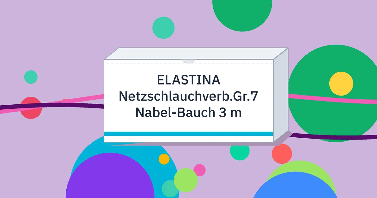 Symbolbild: Packung mit der Aufschrift ELASTINA Netzschlauchverb.Gr.7 Nabel-Bauch 3 m (PZN 14294330) – Verfügbarkeit und Bezug in Apotheken in Frankfurt am Main