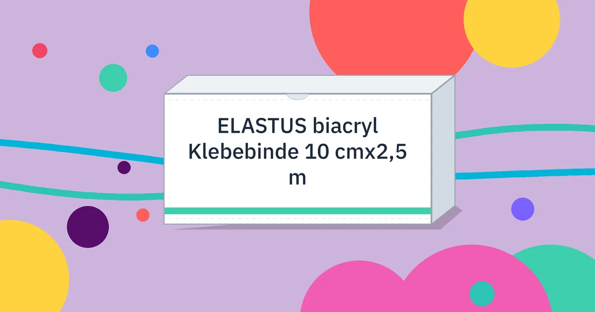Symbolbild: Packung mit der Aufschrift ELASTUS biacryl Klebebinde 10 cmx2,5 m (PZN 10417221) – Verfügbarkeit und Bezug in Apotheken in Frankfurt am Main