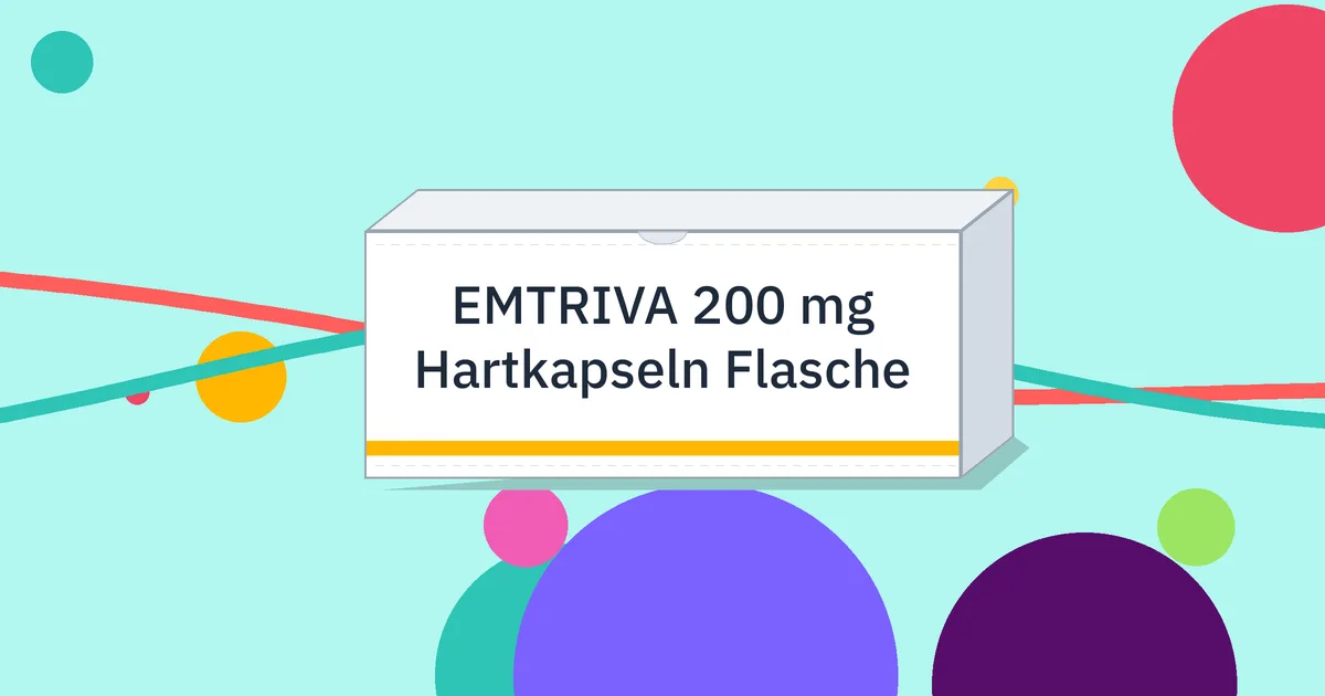 Symbolbild: Packung mit der Aufschrift EMTRIVA 200 mg Hartkapseln Flasche (PZN 04681907) – Verfügbarkeit und Bezug in Apotheken in Frankfurt am Main