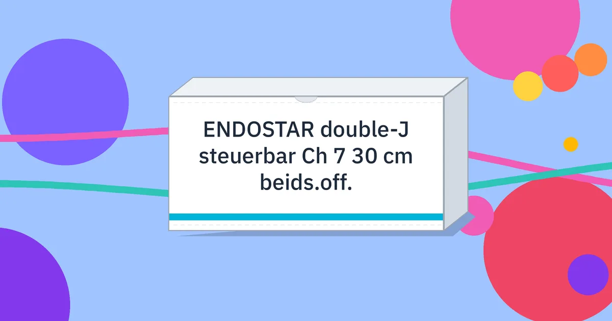 Symbolbild: Packung mit der Aufschrift ENDOSTAR double-J steuerbar Ch 7 30 cm beids.off. (PZN 00439753) – Verfügbarkeit und Bezug in Apotheken in Frankfurt am Main