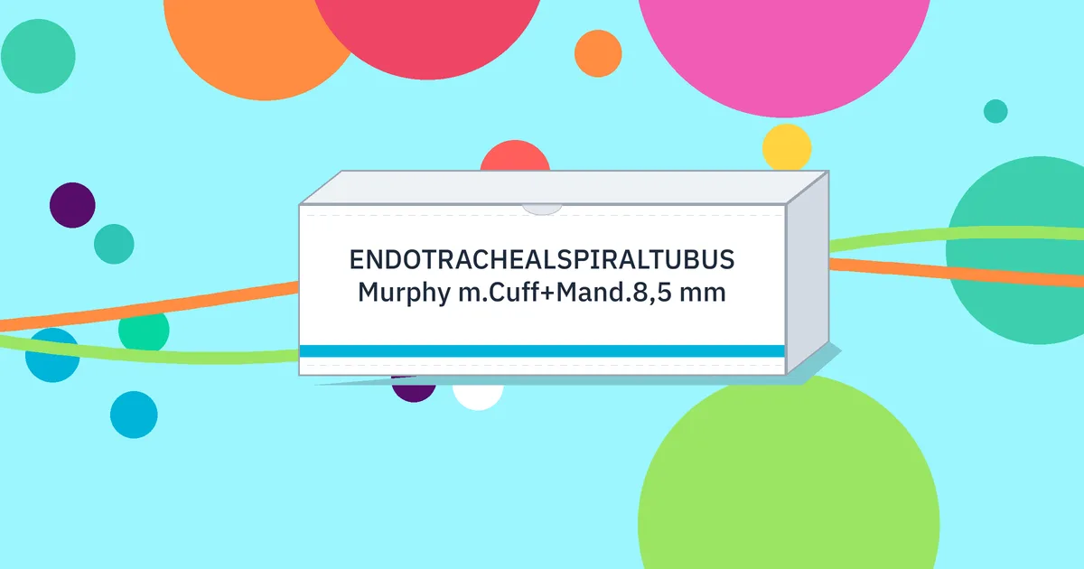 Symbolbild: Packung mit der Aufschrift ENDOTRACHEALSPIRALTUBUS Murphy m.Cuff+Mand.8,5 mm (PZN 05464448) – Verfügbarkeit und Bezug in Apotheken in Frankfurt am Main